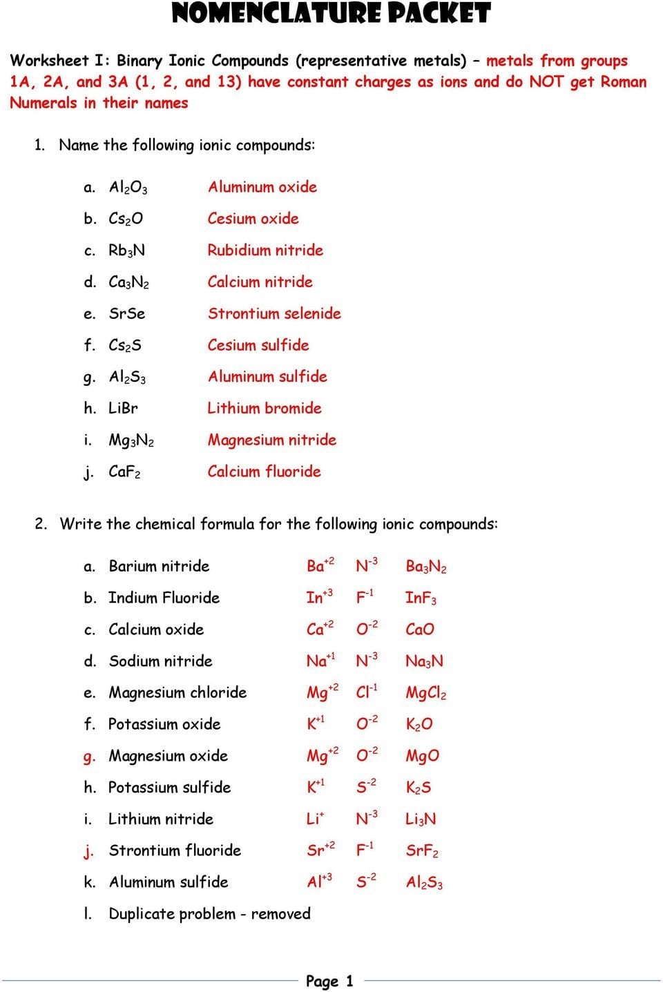 Names And Formulas For Ionic Compounds Worksheet CompoundWorksheets