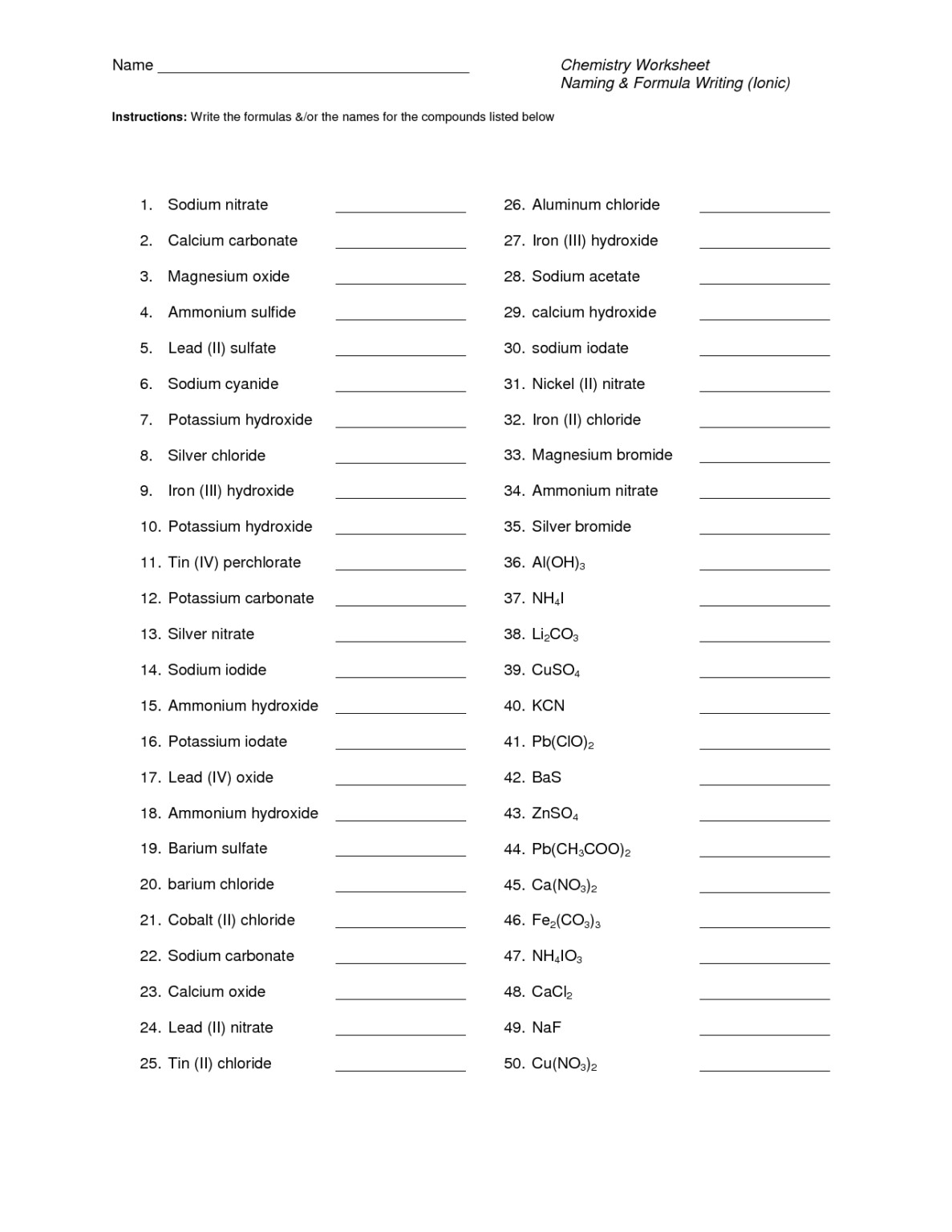 Naming Compounds And Molar Masses Worksheet - CompoundWorksheets.com Naming Compounds And Molar Masses Worksheet - CompoundWorksheets.com