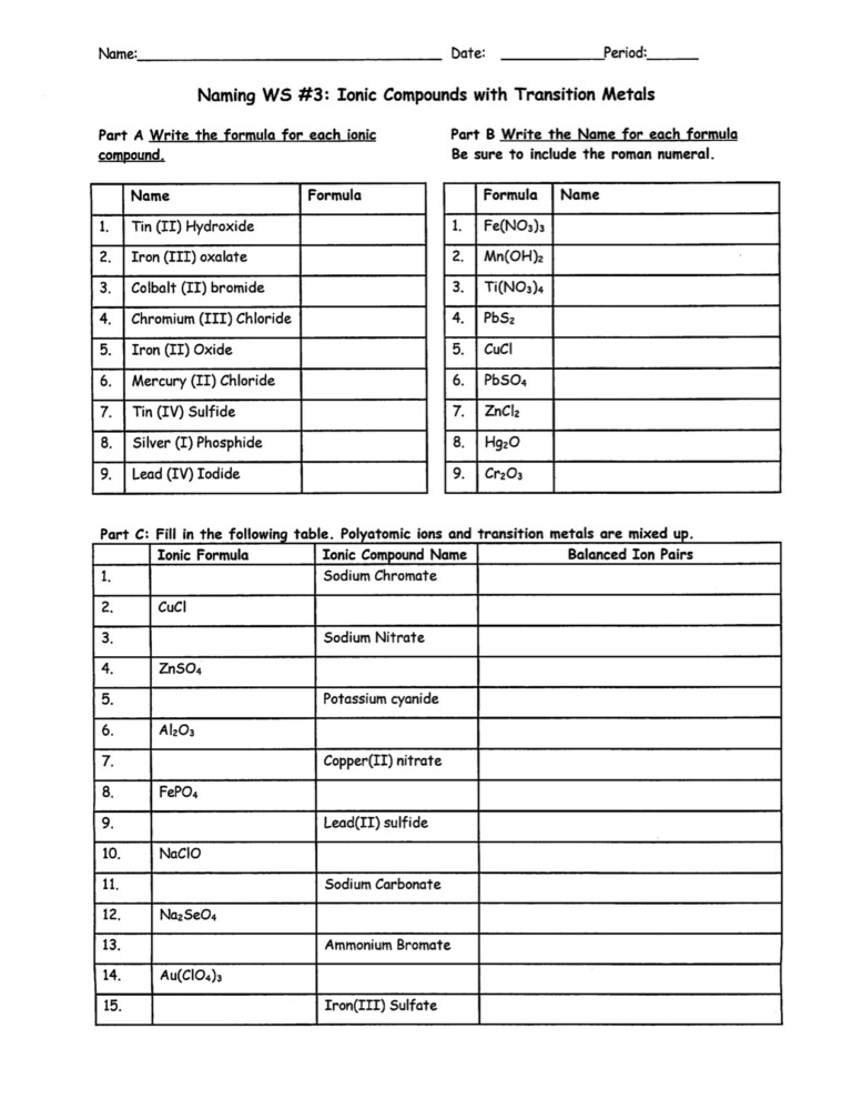 Simple Binary Ionic Compounds Worksheet Answer Key Worksheet ... Simple Binary Ionic Compounds Worksheet Answer Key Worksheet ...